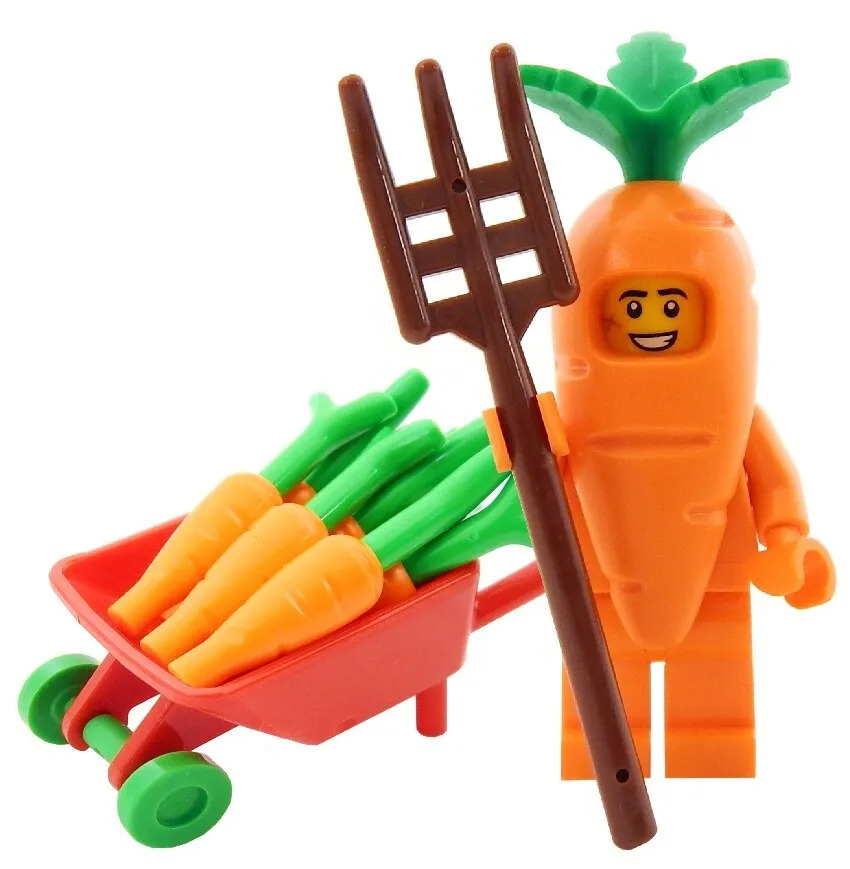 LEGO Carrot Guy with wheelbarrow